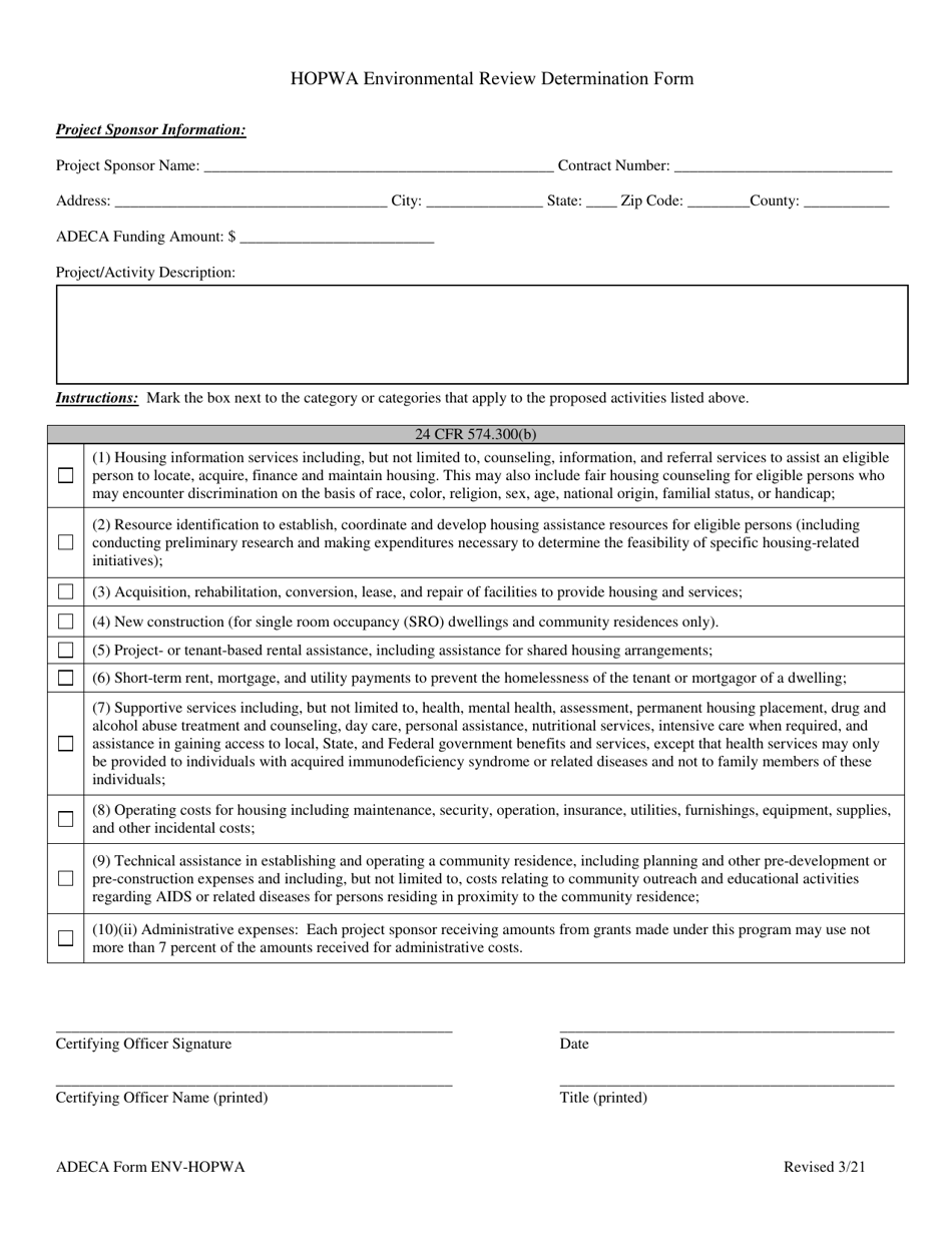 ADECA Form ENV-HOPWA - Fill Out, Sign Online and Download Fillable PDF ...