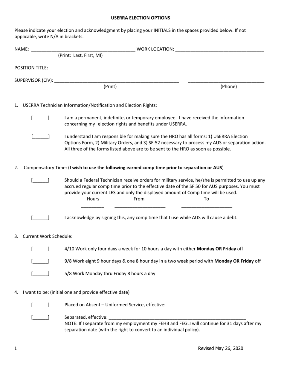 Arizona Userra Election Options - Fill Out, Sign Online and Download ...