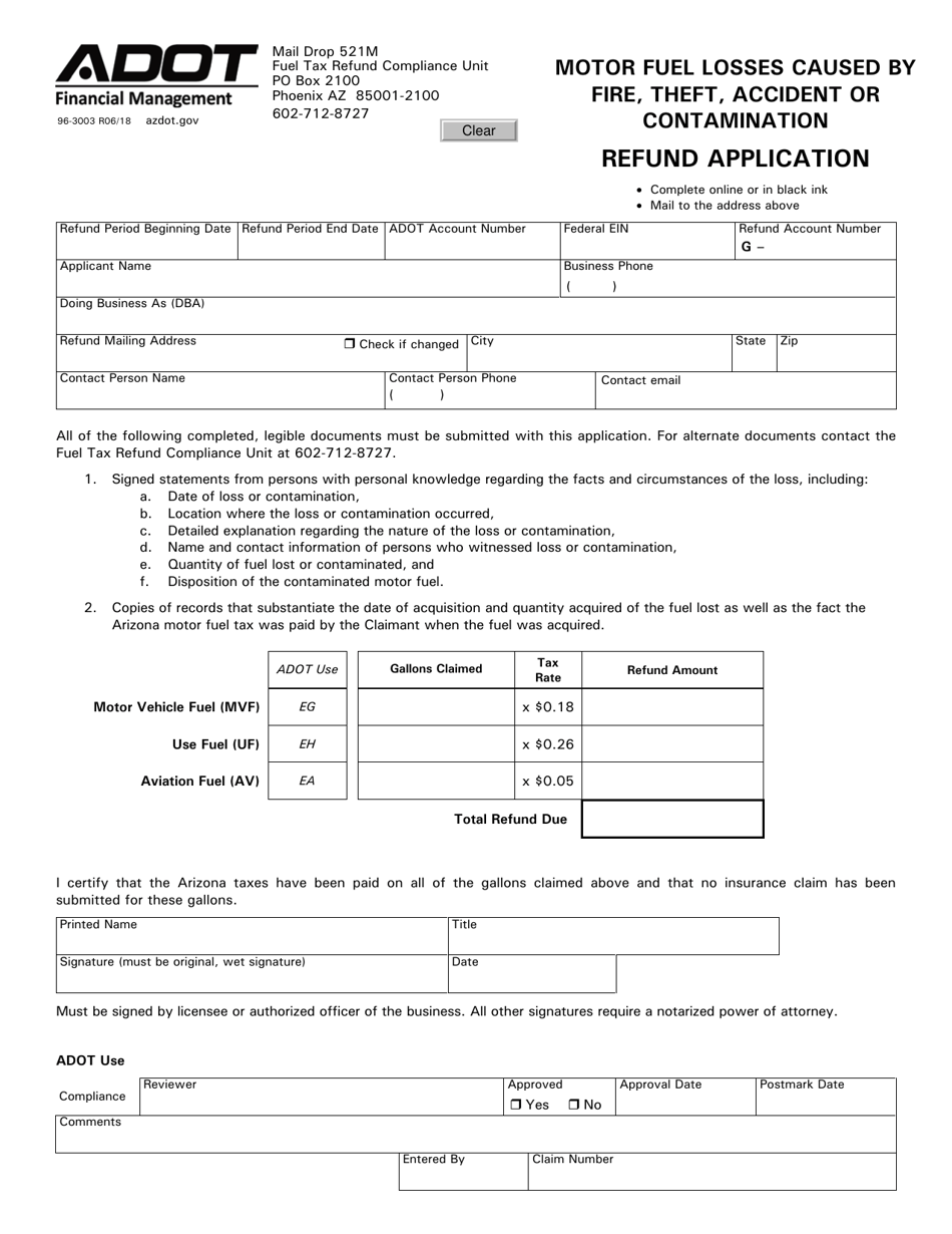 Form 96-3003 - Fill Out, Sign Online and Download Fillable PDF, Arizona ...