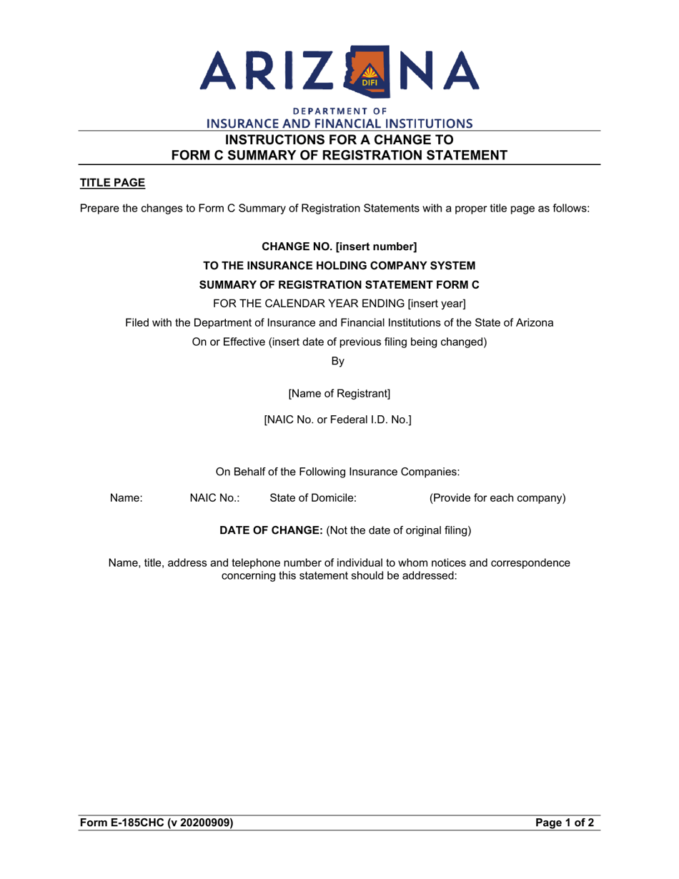 Form E-185CHC - Fill Out, Sign Online and Download Printable PDF ...