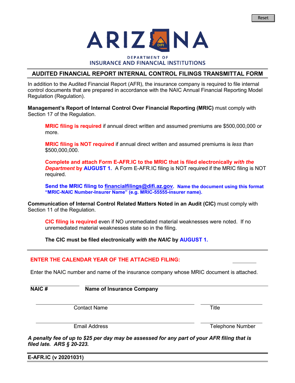 Form E-AFR.IC - Fill Out, Sign Online and Download Fillable PDF ...