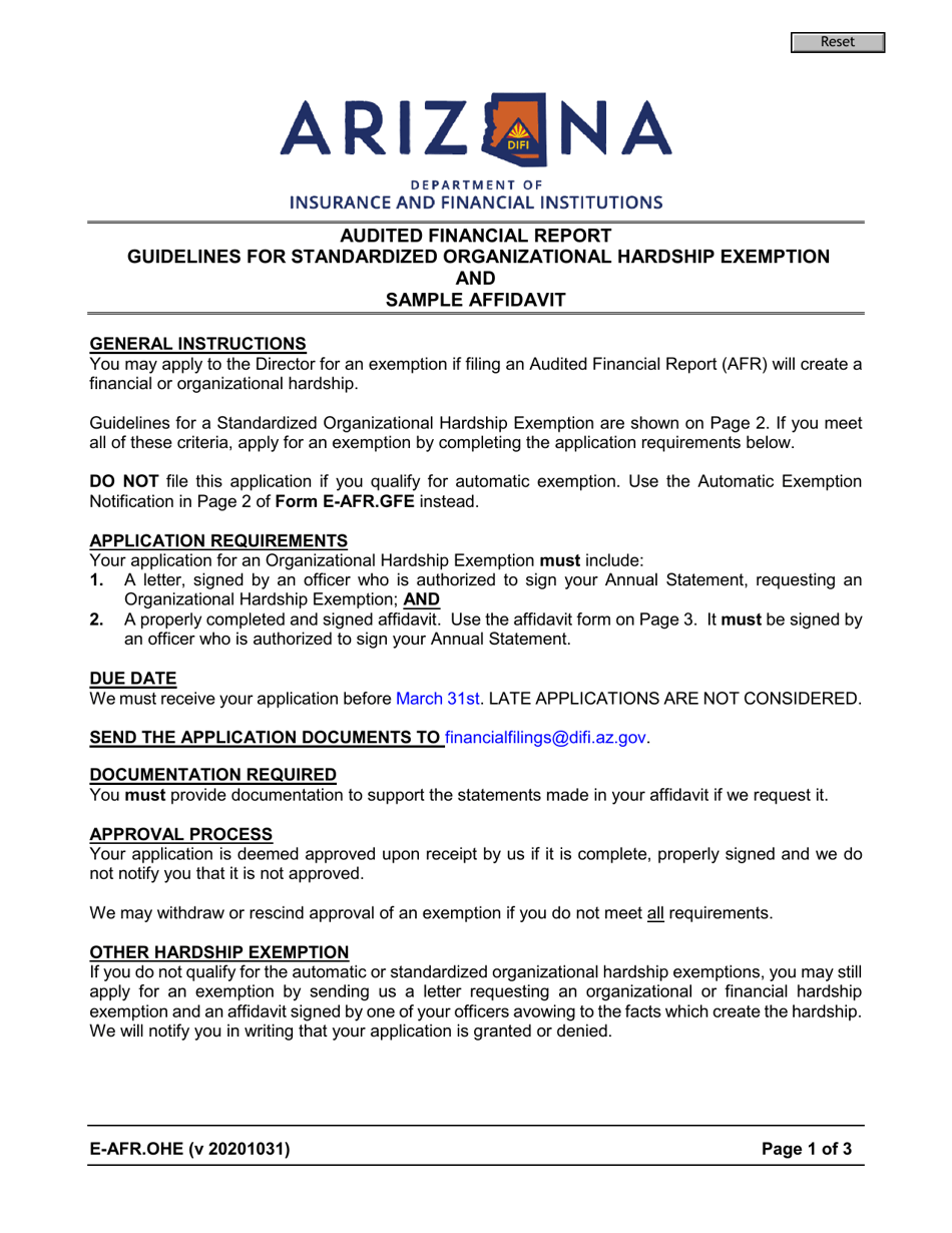 Form E-AFR.OHE - Fill Out, Sign Online and Download Fillable PDF ...