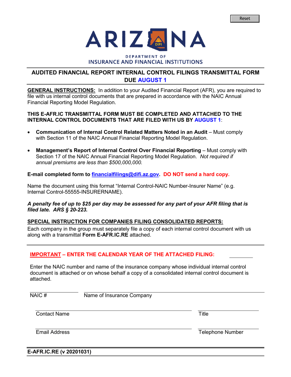 Form E-AFR.IC.RE - Fill Out, Sign Online and Download Fillable PDF ...