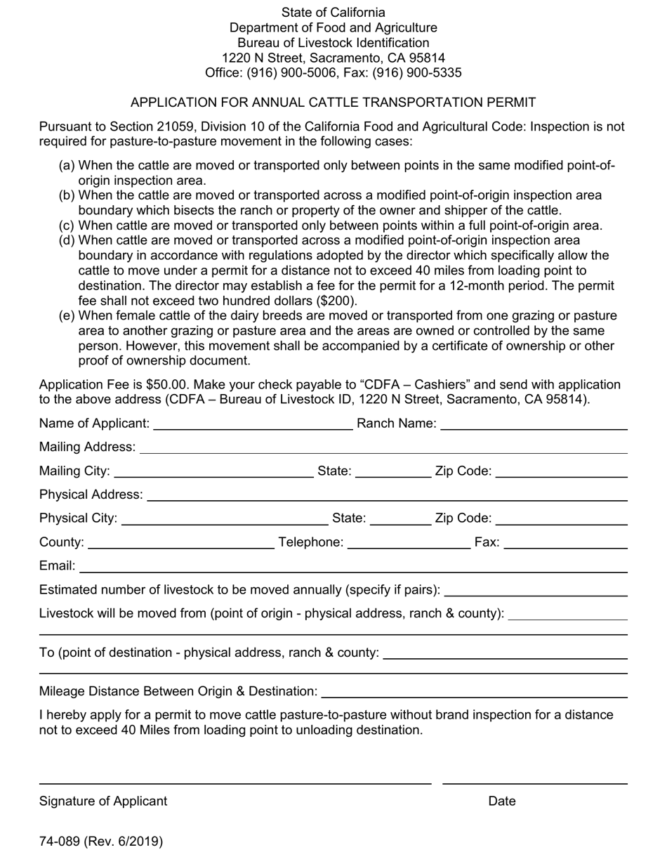 Form 74-089 - Fill Out, Sign Online and Download Fillable PDF ...
