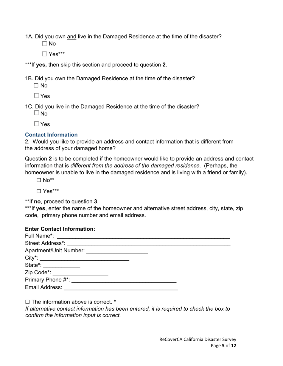 California Recoverca California Disaster Survey - Fill Out, Sign Online ...