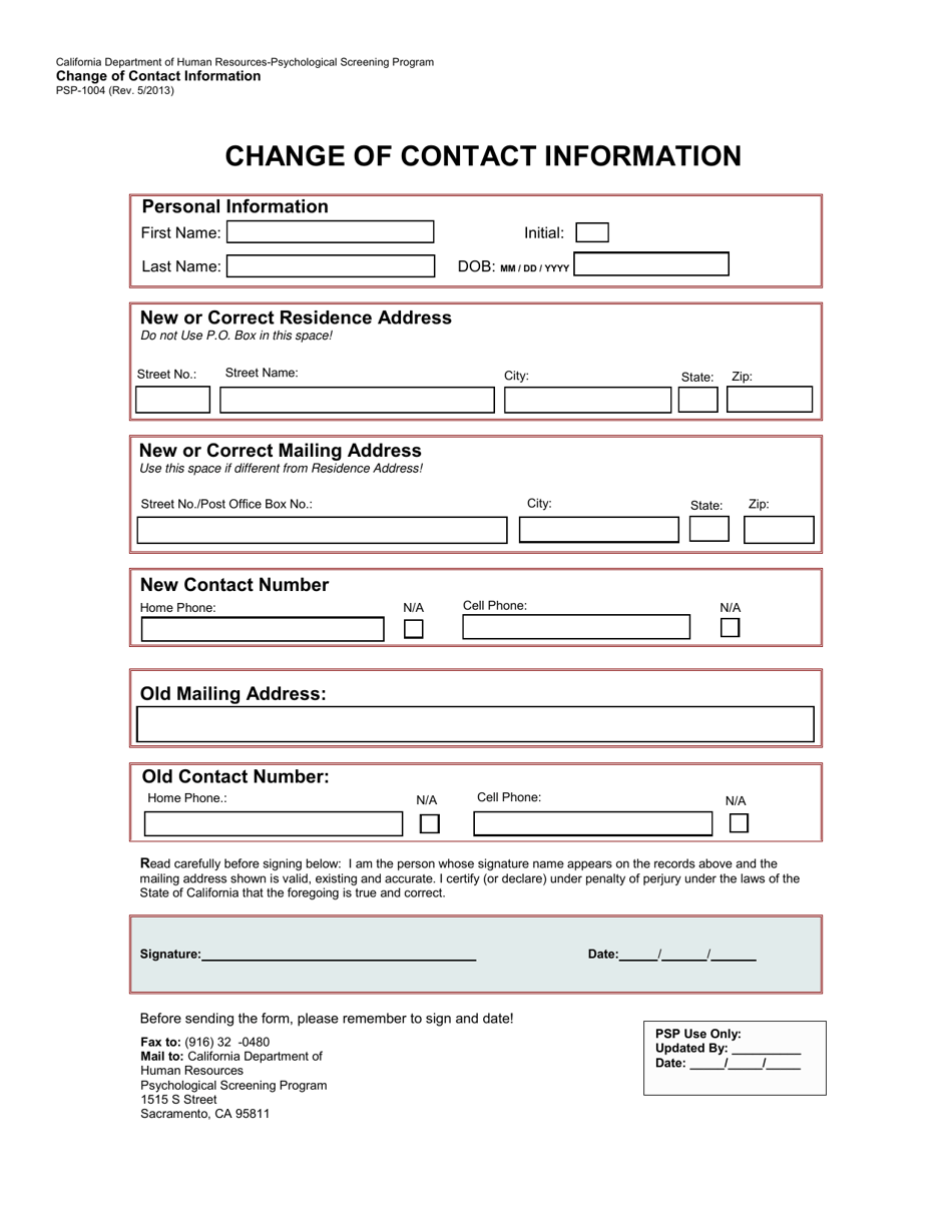 Form PSP-1004 - Fill Out, Sign Online and Download Fillable PDF ...