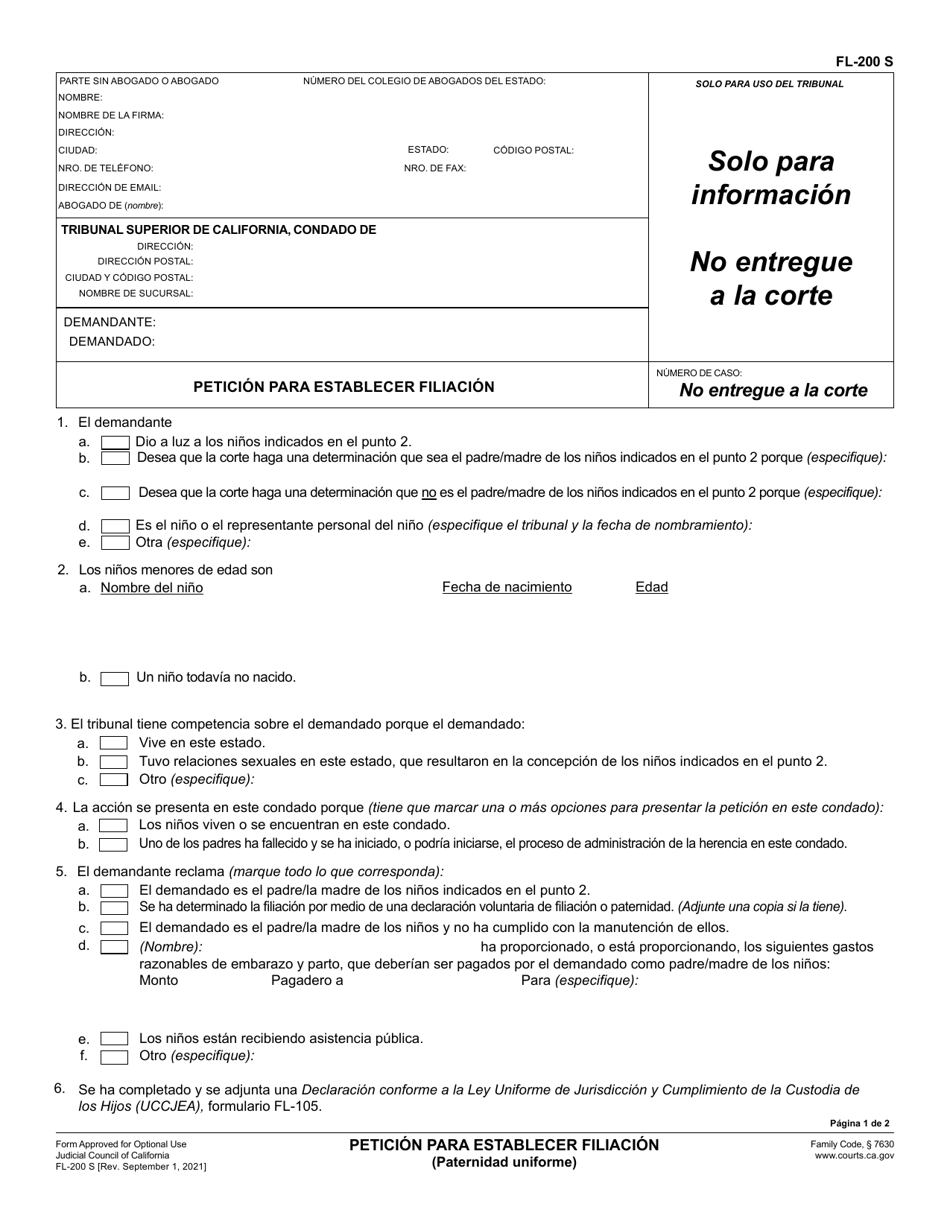 Formulario FL-200 Download Printable PDF or Fill Online Peticion Para ...