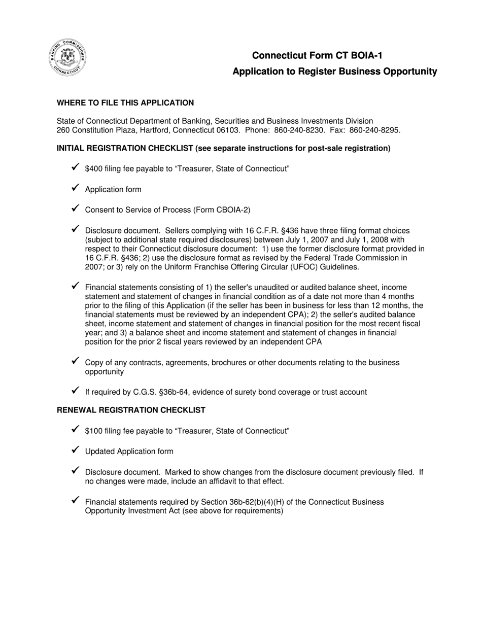 Form CT BOIA-1 - Fill Out, Sign Online and Download Fillable PDF ...