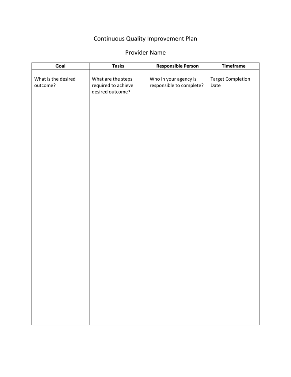 Connecticut Continuous Quality Improvement Plan - Fill Out, Sign Online ...