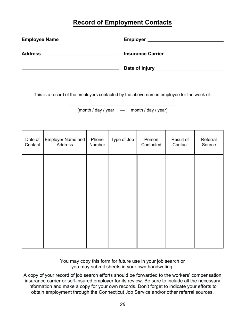 Connecticut Record of Employment Contacts - Fill Out, Sign Online and ...