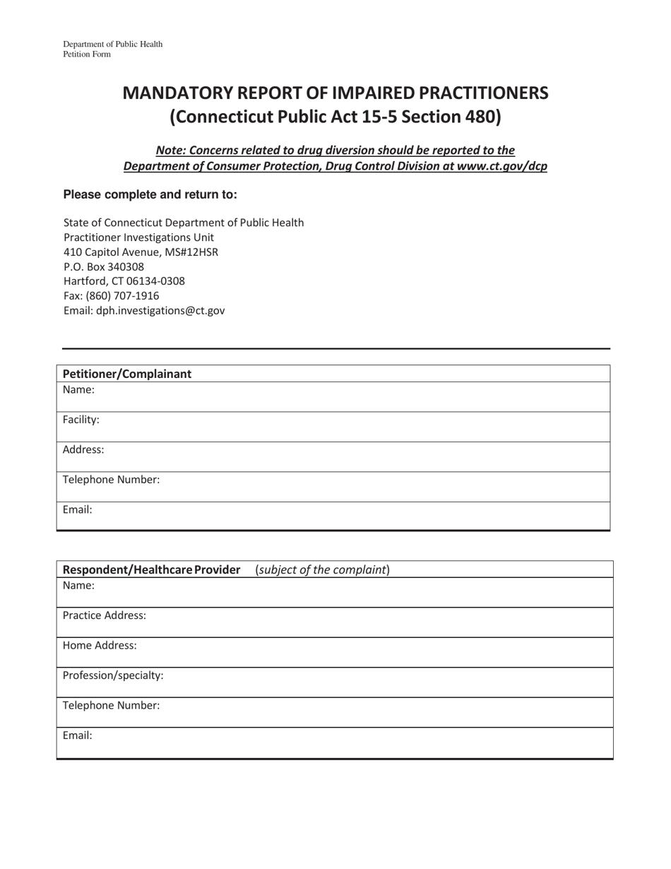 Connecticut Mandatory Report of Impaired Practitioners - Fill Out, Sign ...