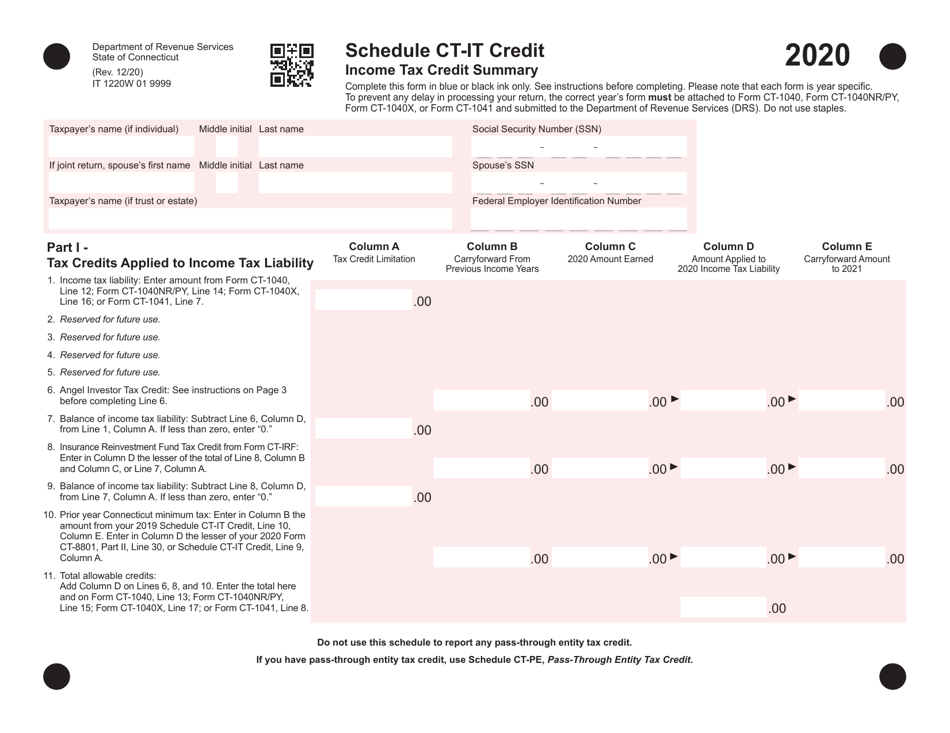 2020 Connecticut Income Tax Credit Summary - Fill Out, Sign Online and ...