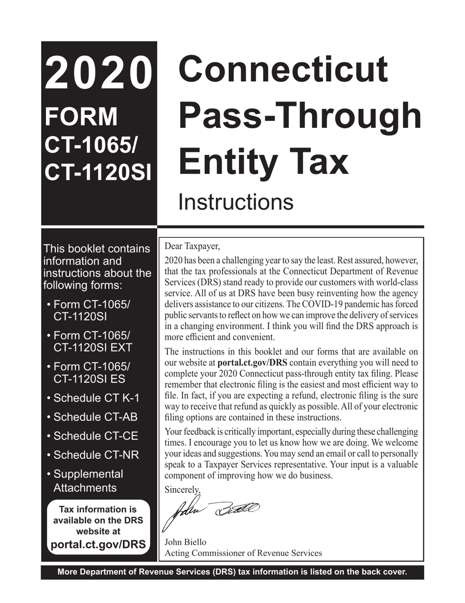Download Instructions for Form CT-1065/CT-1120SI Connecticut Pass ...