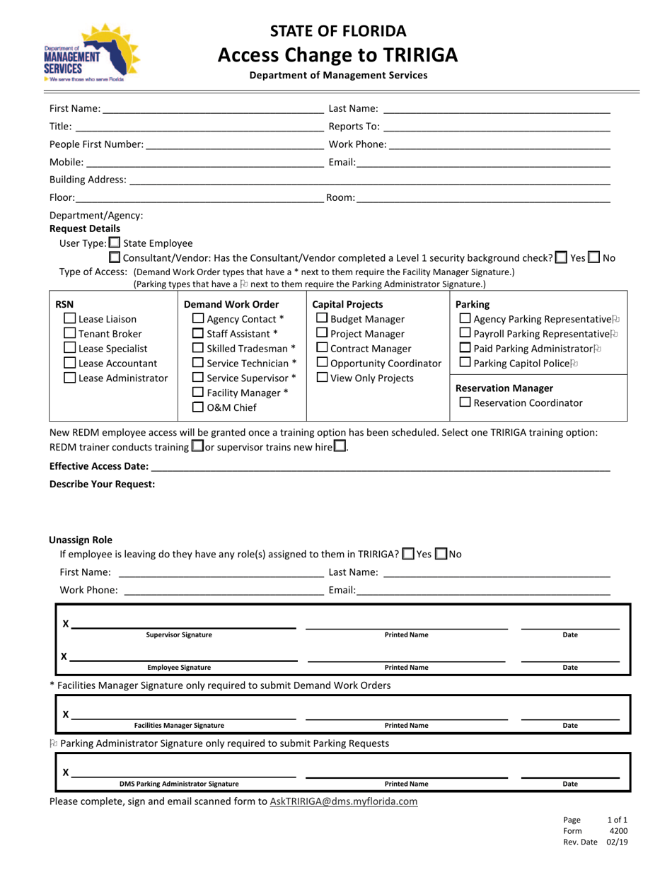 Form 4200 - Fill Out, Sign Online and Download Fillable PDF, Florida ...