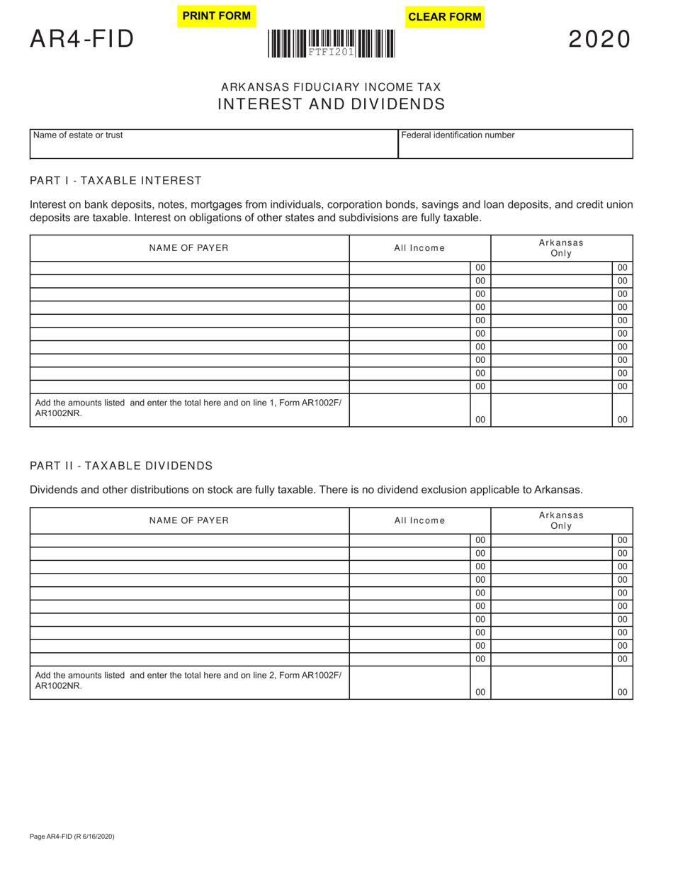 Form AR4-FID - 2020 - Fill Out, Sign Online and Download Fillable PDF ...