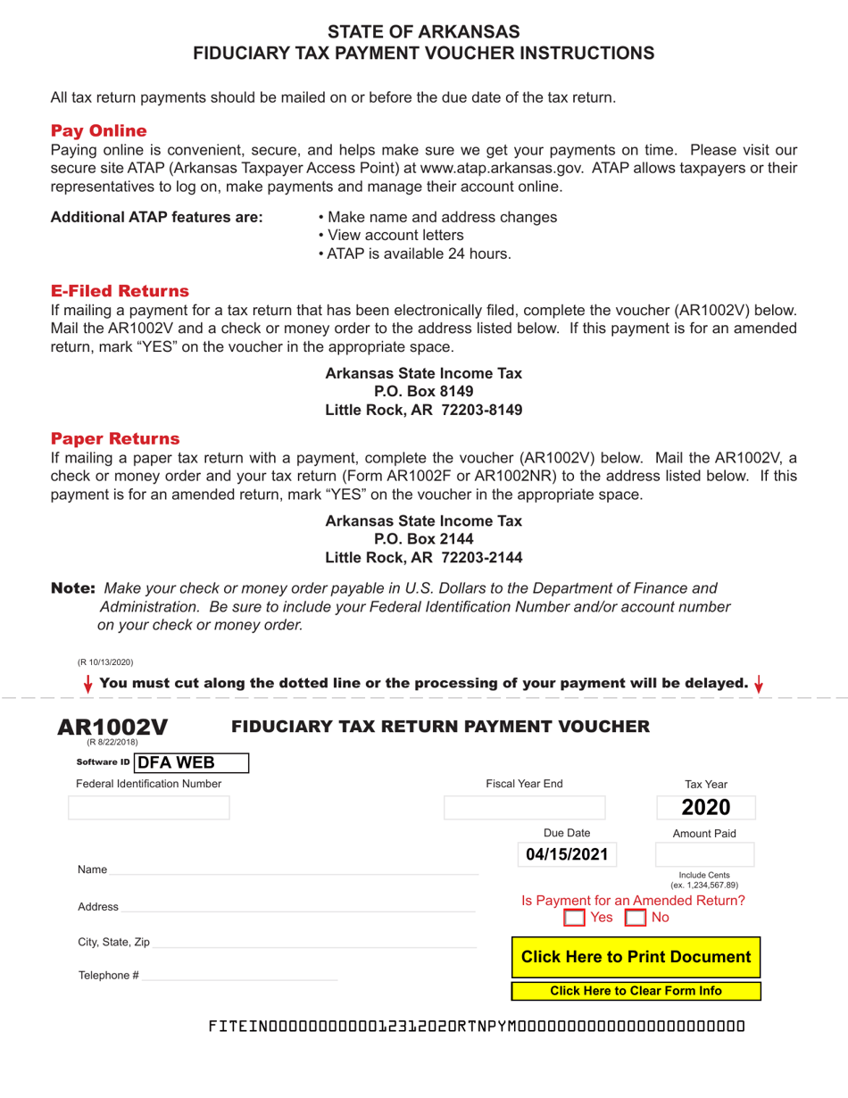 Form AR1002V - 2020 - Fill Out, Sign Online and Download Fillable PDF ...