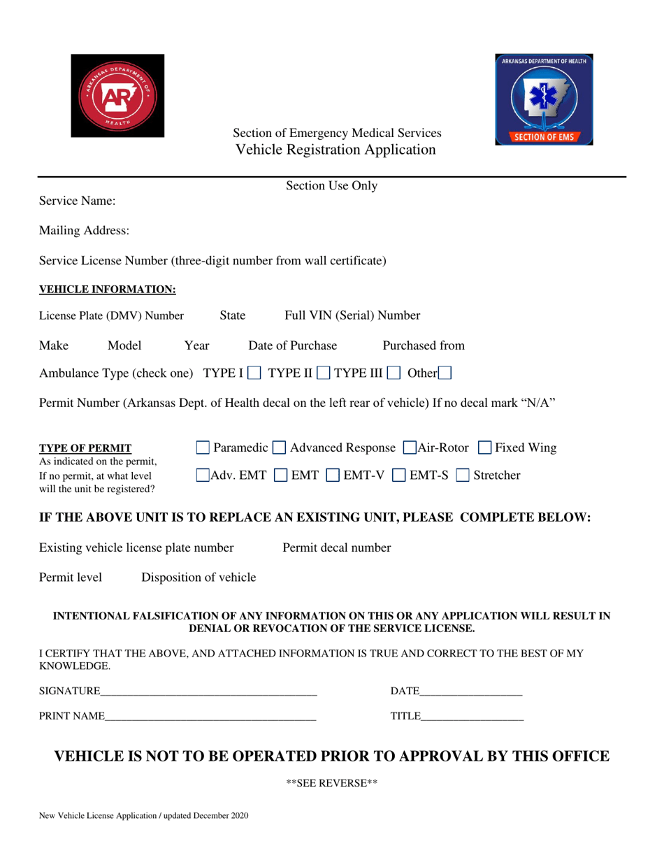 Arkansas Vehicle Registration Application - Fill Out, Sign Online and ...