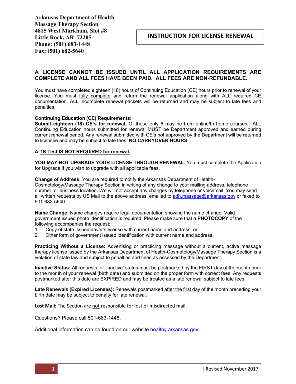 Arkansas Massage Therapist License Renewal - Fill Out, Sign Online and ...