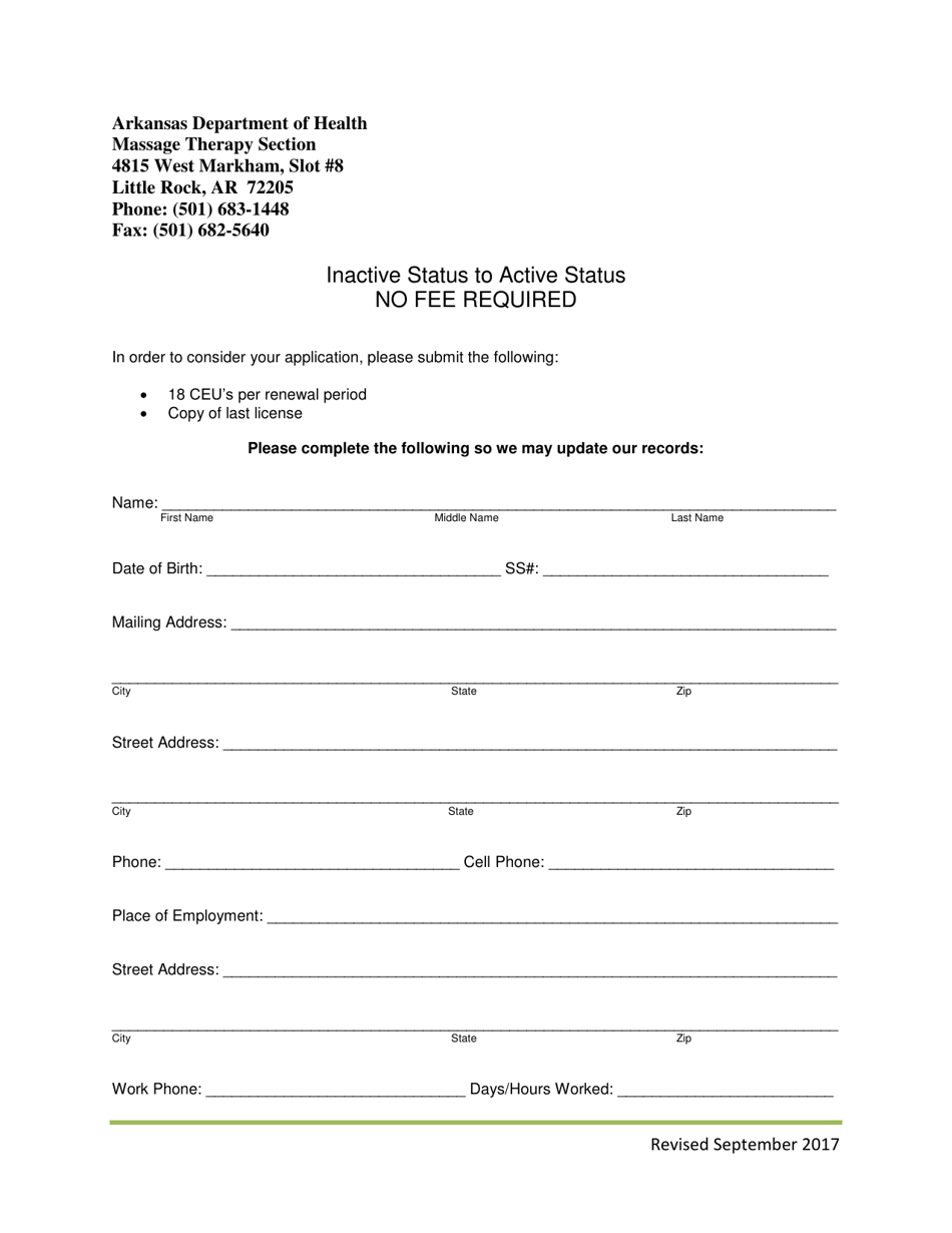 Arkansas Inactive Status to Active Status - Fill Out, Sign Online and ...