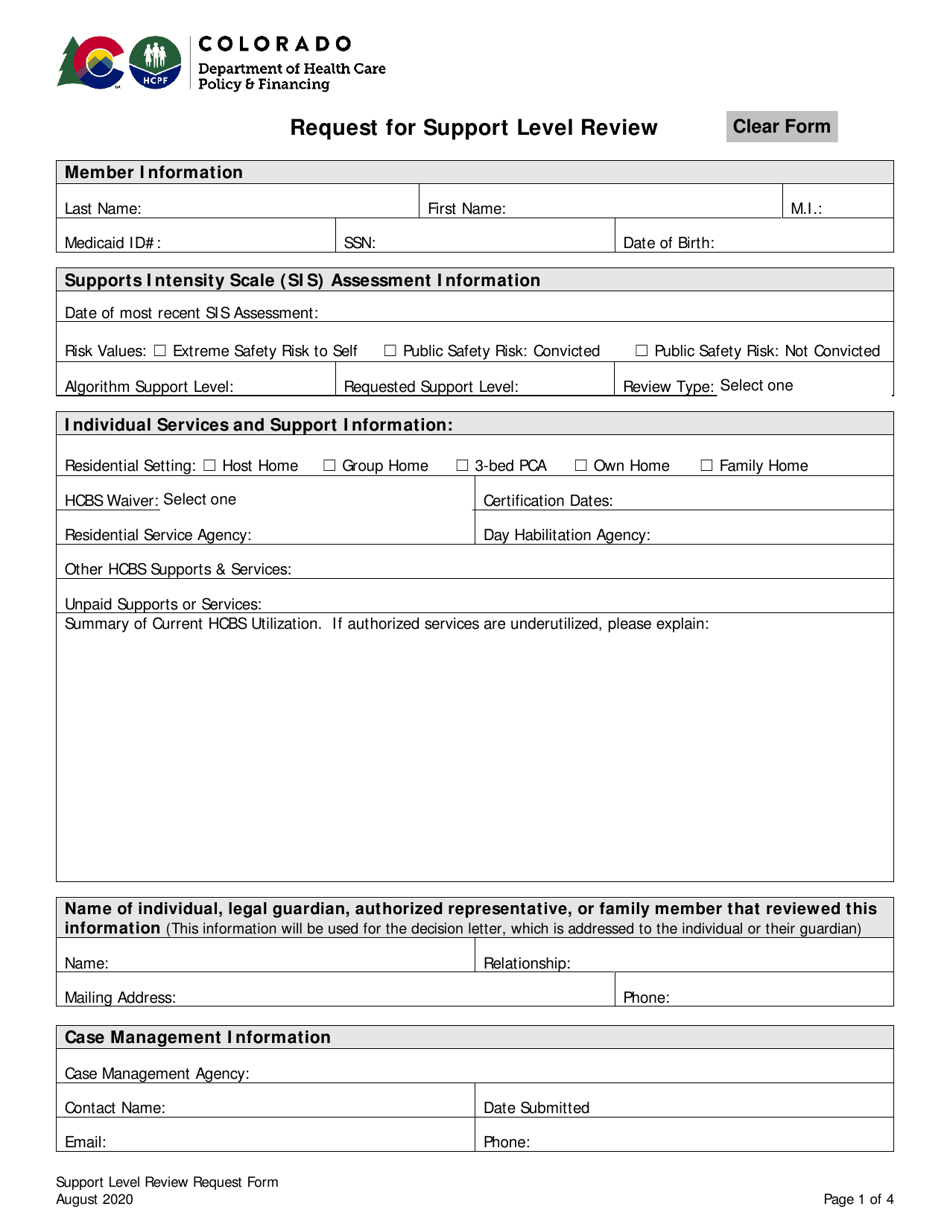 Colorado Request for Support Level Review - Fill Out, Sign Online and ...