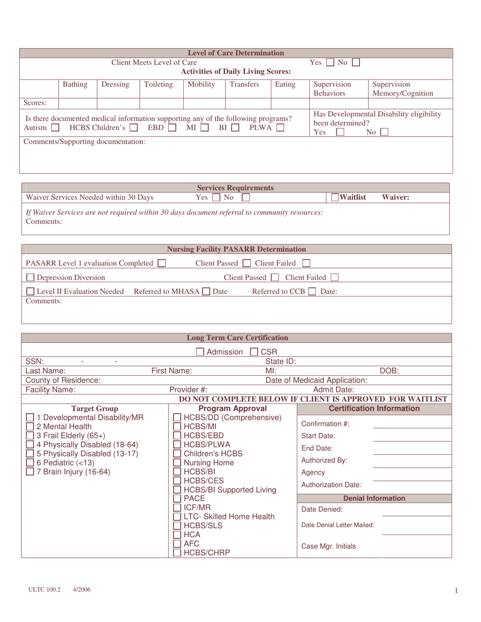 Form ULTC100.2 - Fill Out, Sign Online and Download Printable PDF ...