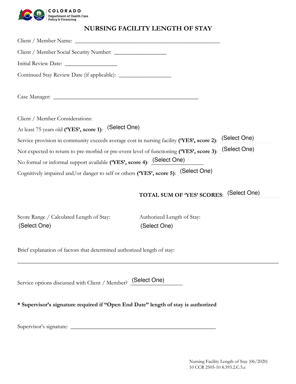 Colorado Nursing Facility Length of Stay - Fill Out, Sign Online and Download PDF | Templateroller