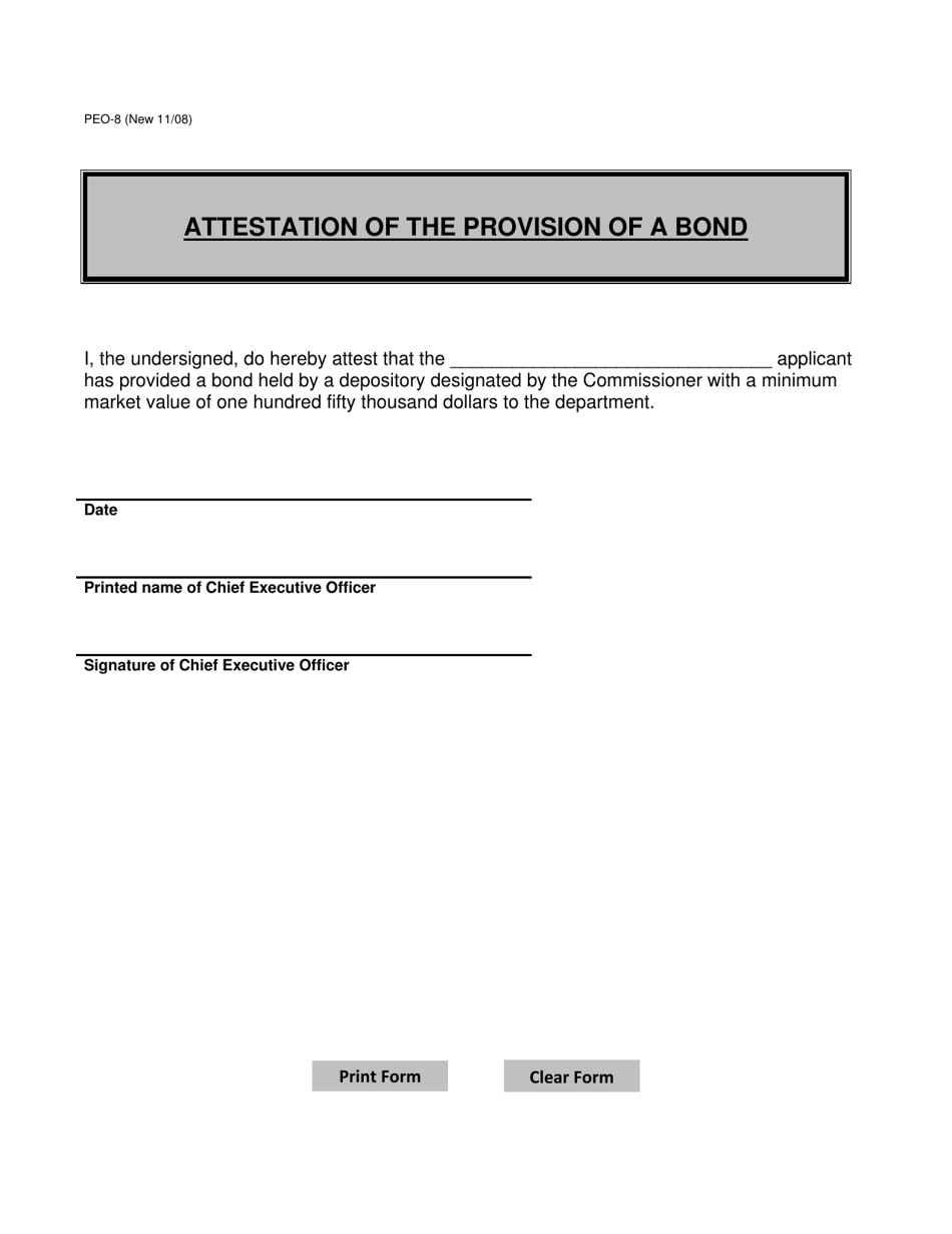 Form PEO-8 - Fill Out, Sign Online and Download Fillable PDF ...