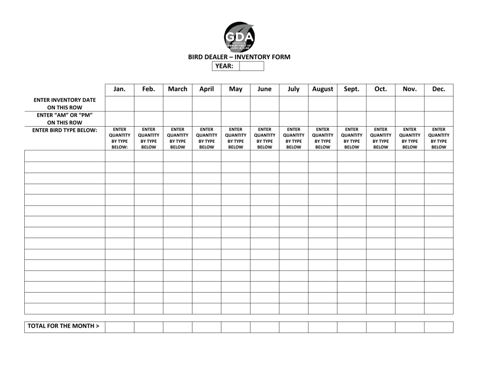 Georgia (United States) Bird Dealer - Inventory Form - Fill Out, Sign ...