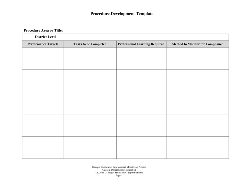 Georgia (United States) Procedure Development Template - Fill Out, Sign ...