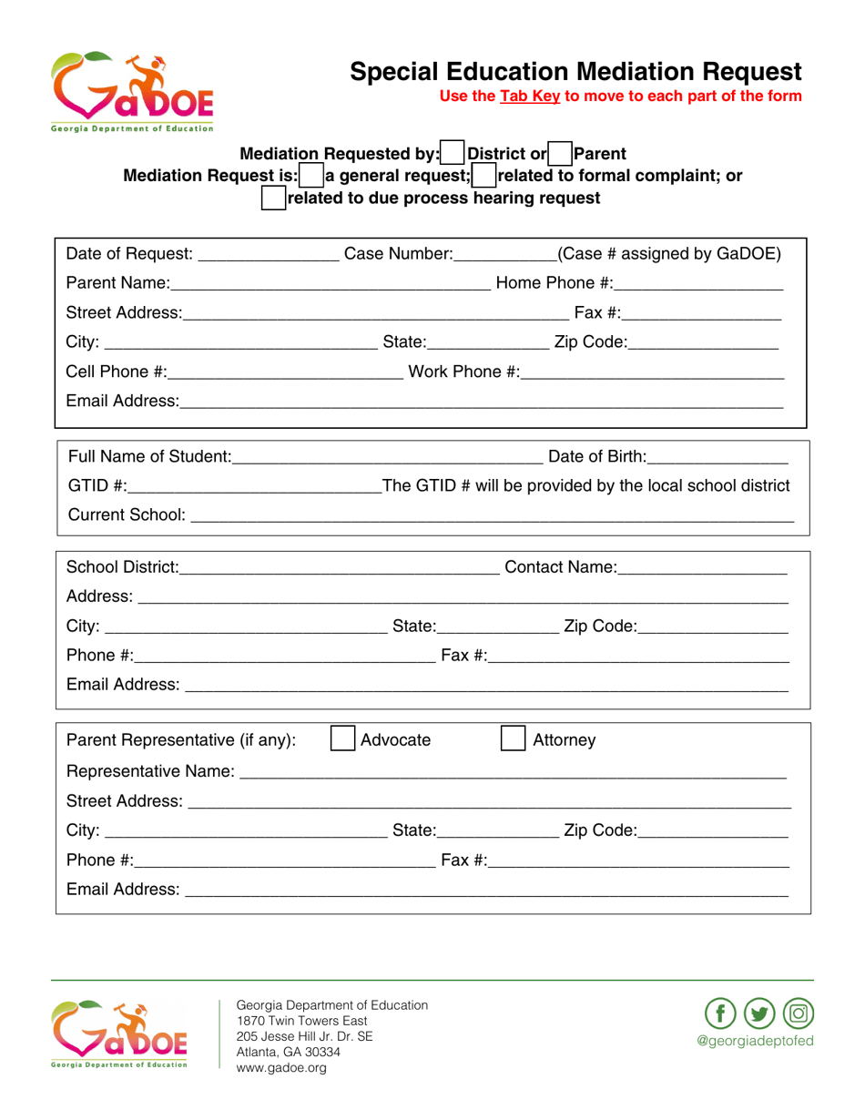 Georgia (United States) Special Education Mediation Request - Fill Out ...