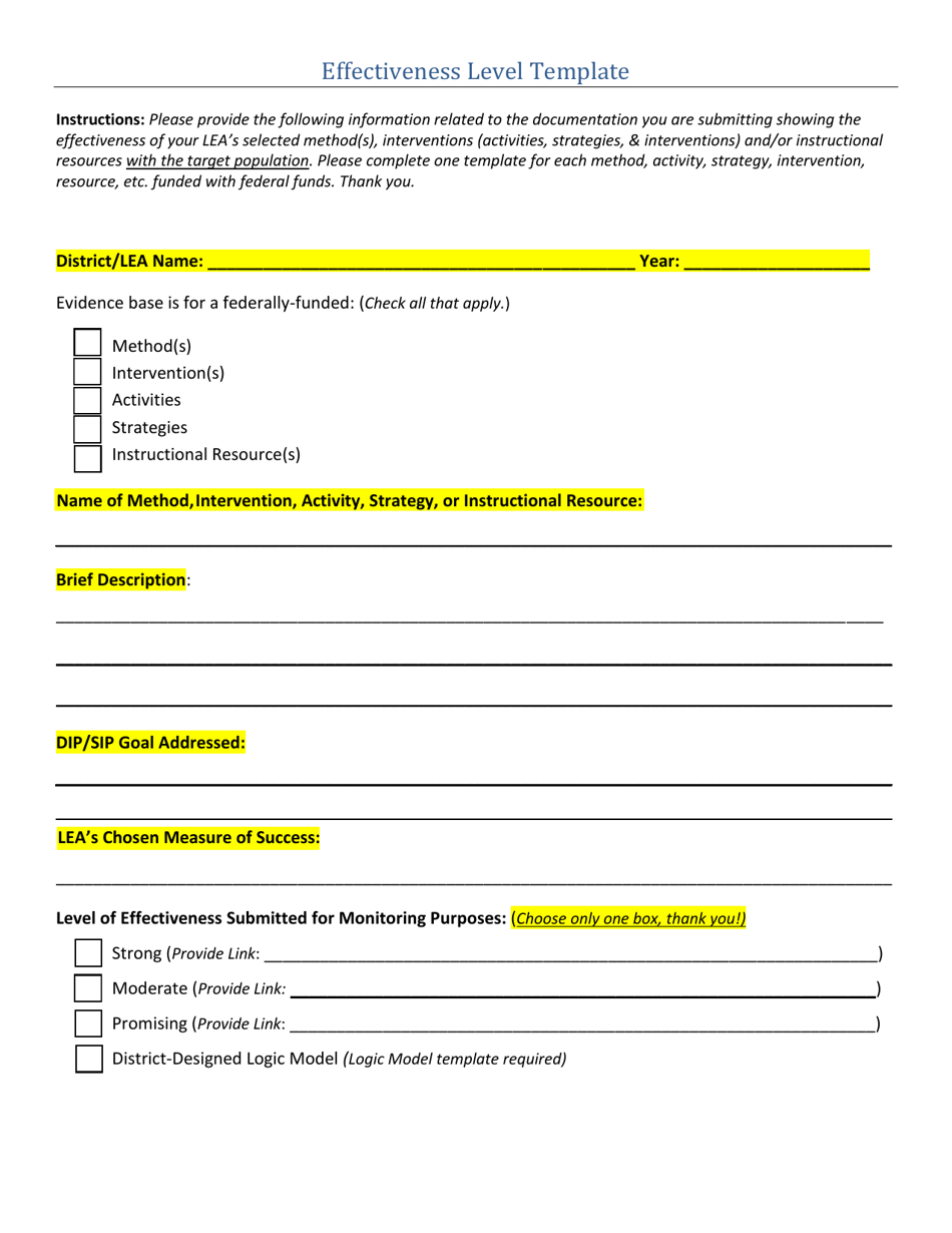 Georgia (United States) Effectiveness Level Template - Fill Out, Sign ...