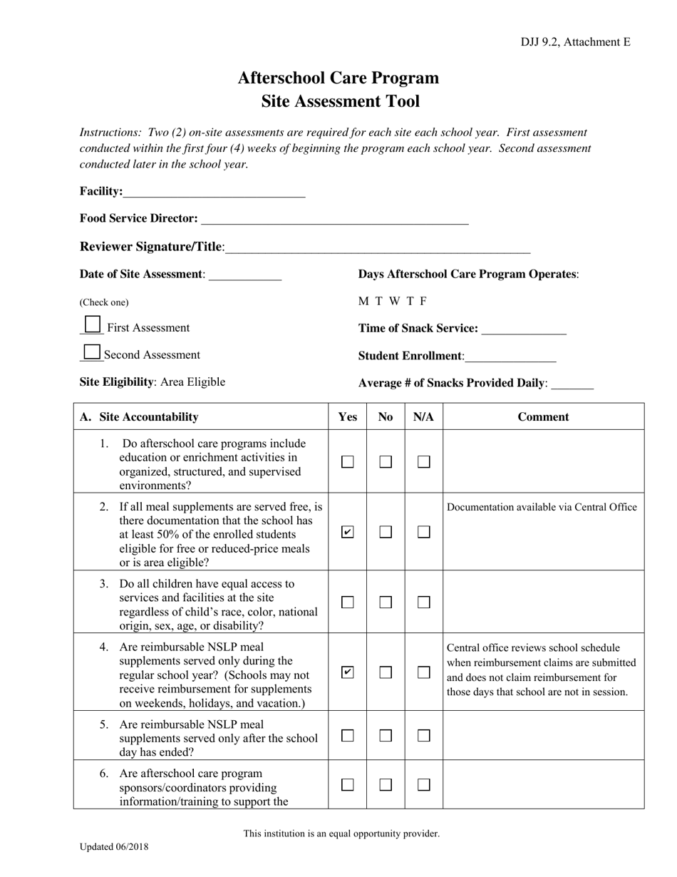 Georgia (United States) Site Assessment Tool - Afterschool Care Program ...