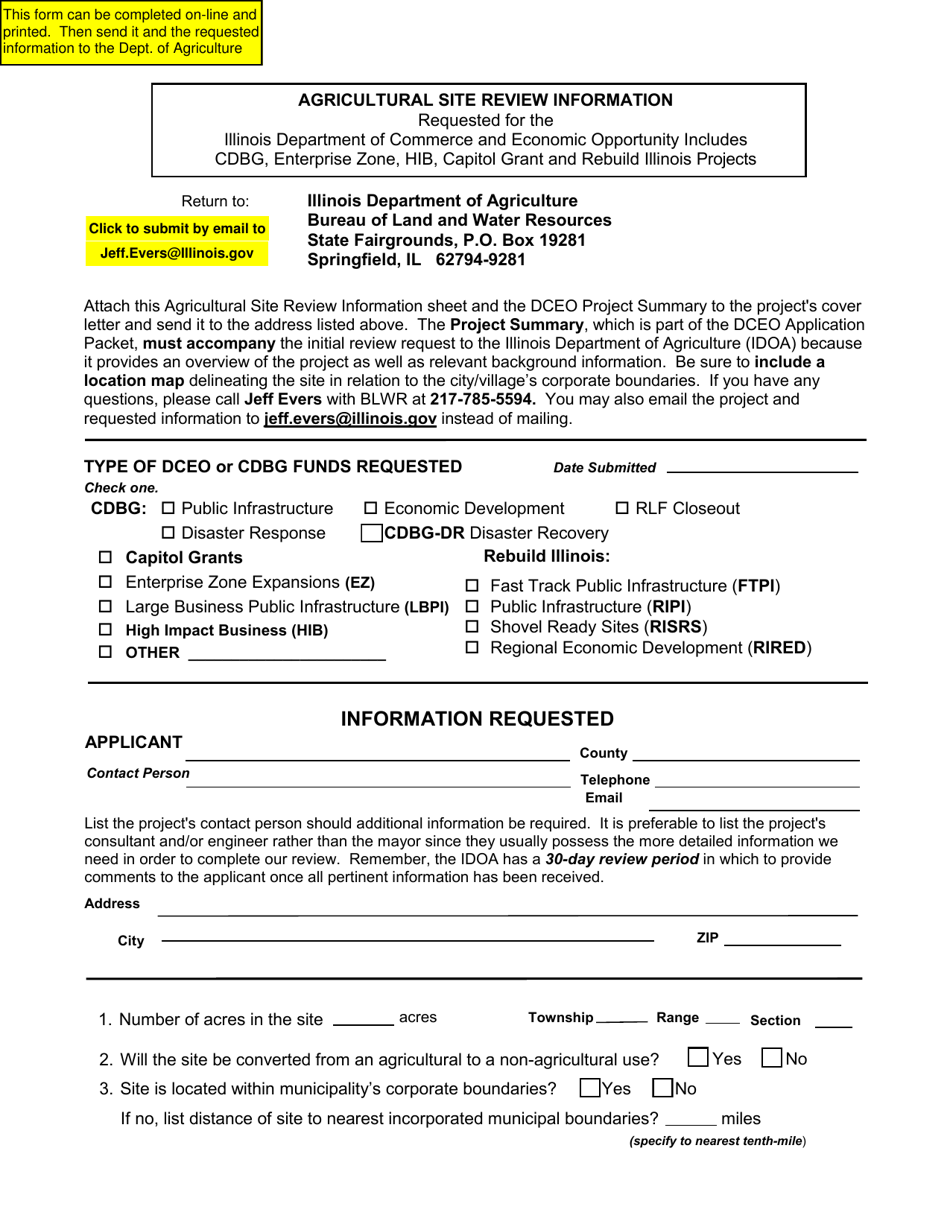 Illinois Dceo Agricultural Site Review Information - Fill Out, Sign ...