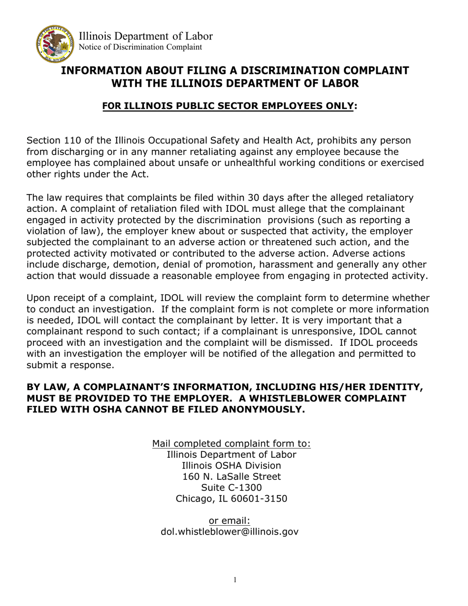 Illinois Notice of Discrimination Complaint - Fill Out, Sign Online and ...