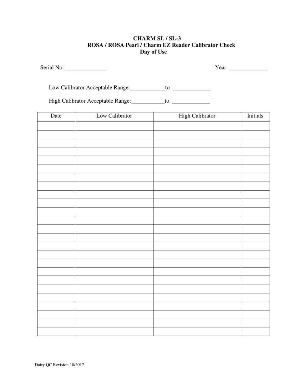 Illinois Charm Sl/Sl-3 Rosa/Rosa Pearl/Charm Ez Reader Calibrator Check ...