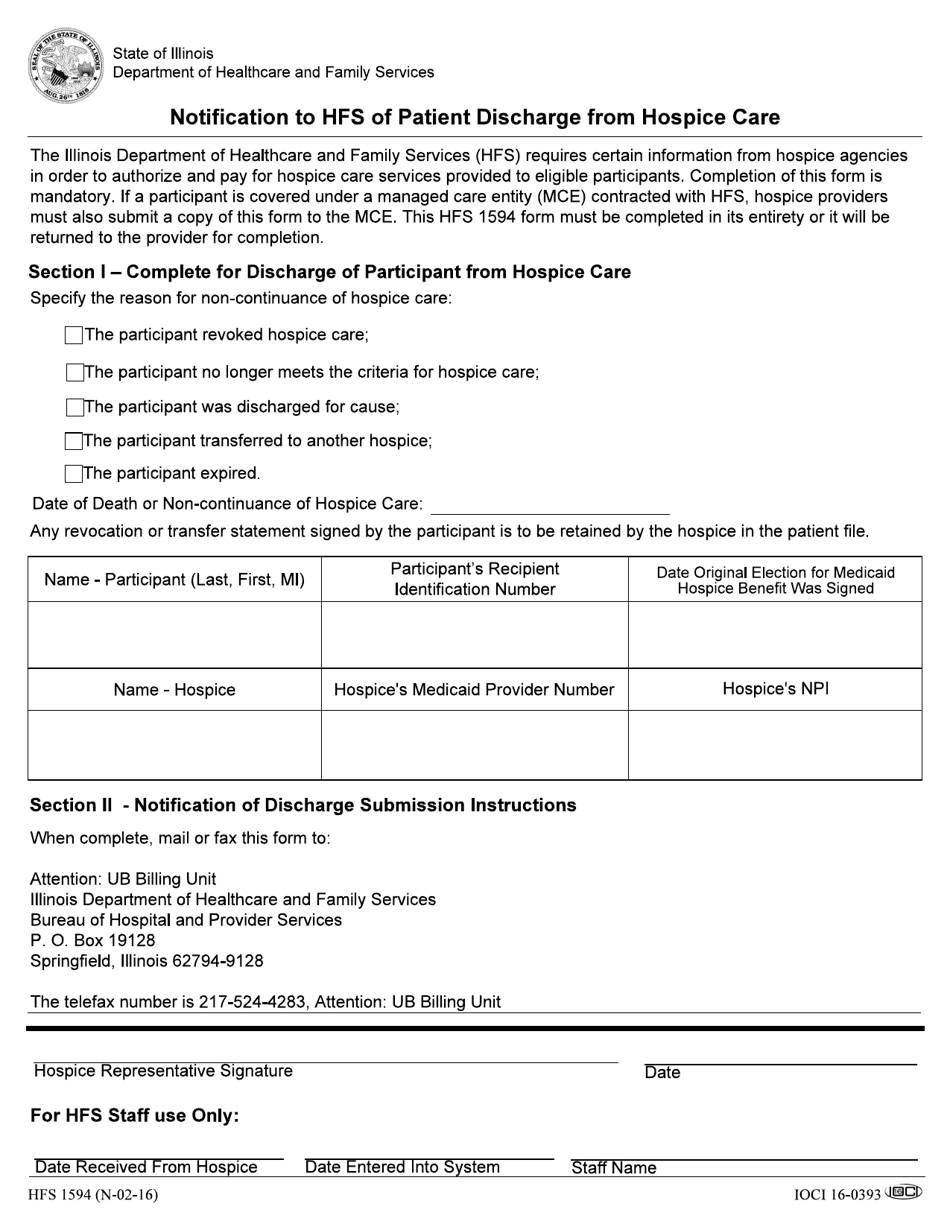 Form HFS1594 - Fill Out, Sign Online and Download Fillable PDF ...