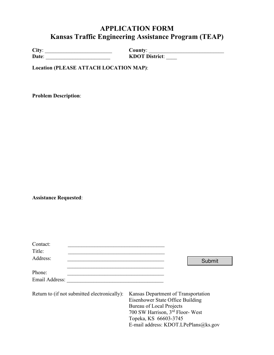 Kansas Application Form - Kansas Traffic Engineering Assistance Program ...
