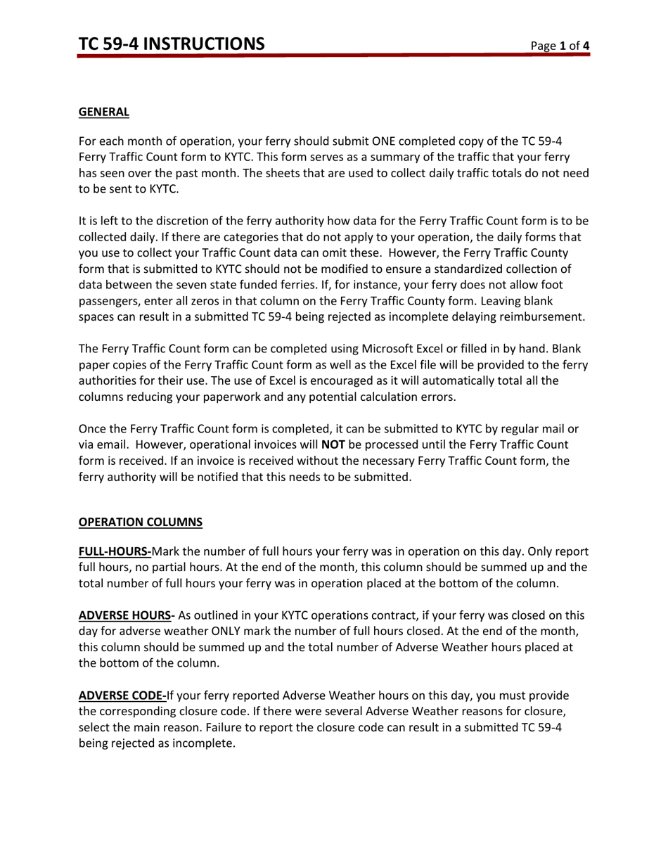 Download Instructions for Form TC59-4 Ferry Traffic Count PDF ...