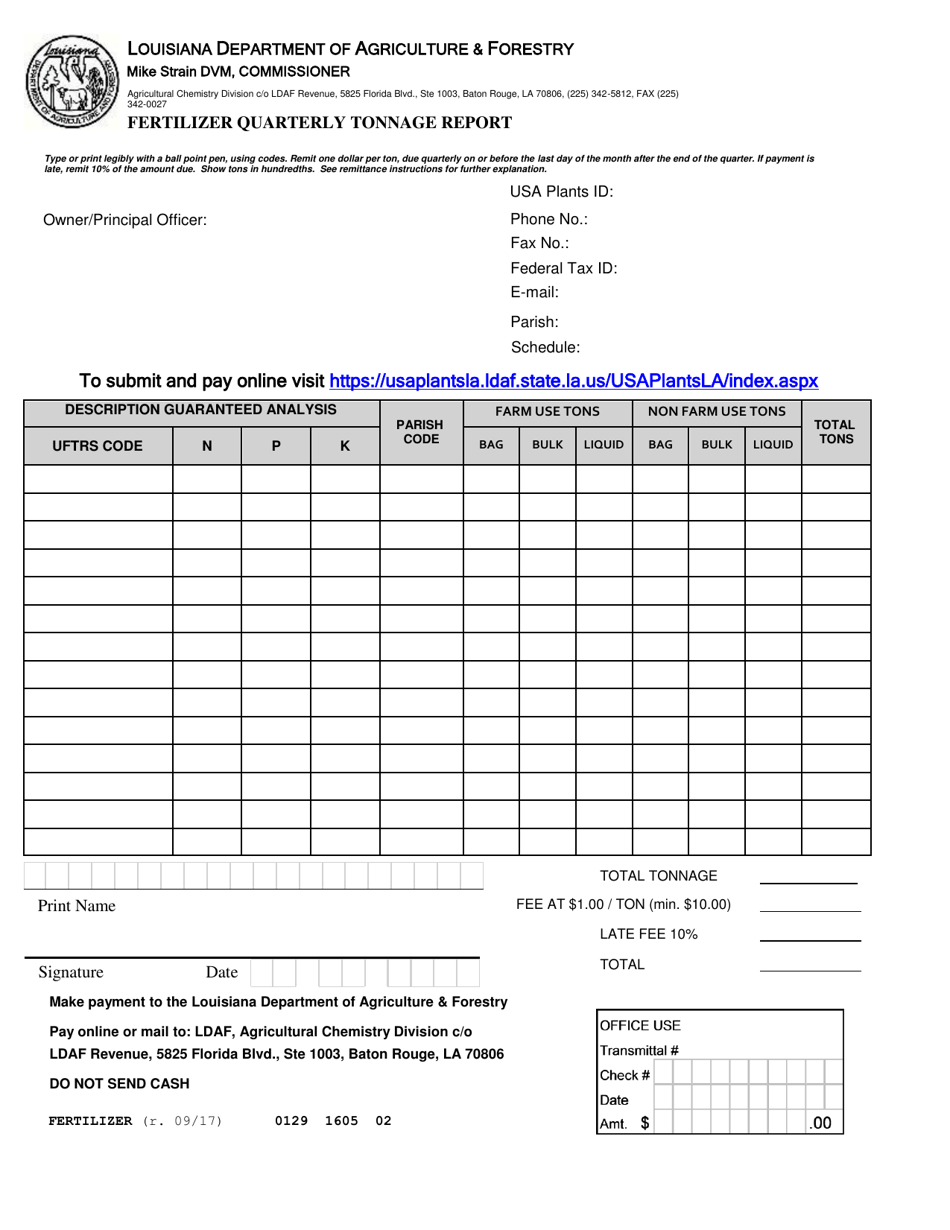 Louisiana Fertilizer Quarterly Tonnage Report - Fill Out, Sign Online ...