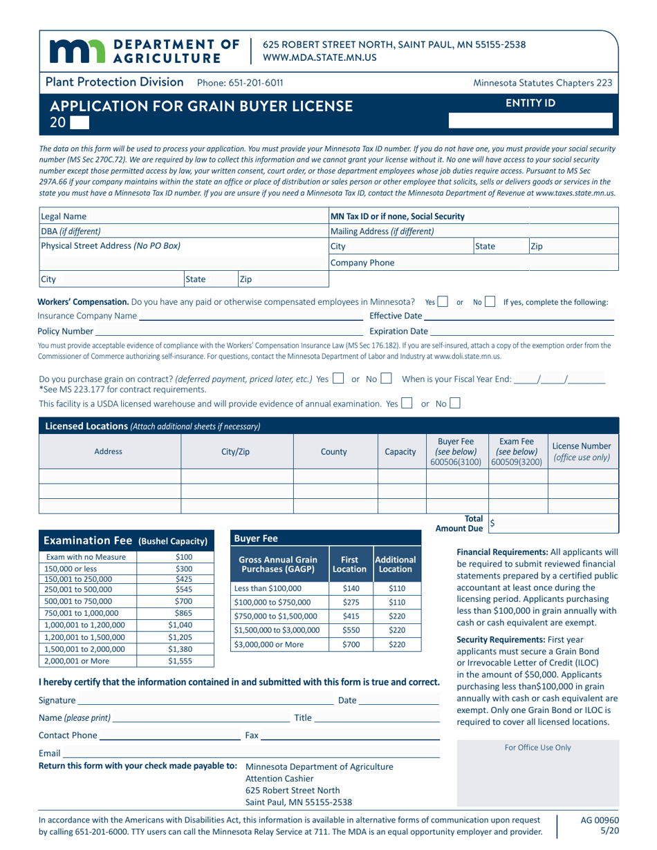 Form AG00960 - Fill Out, Sign Online and Download Fillable PDF ...