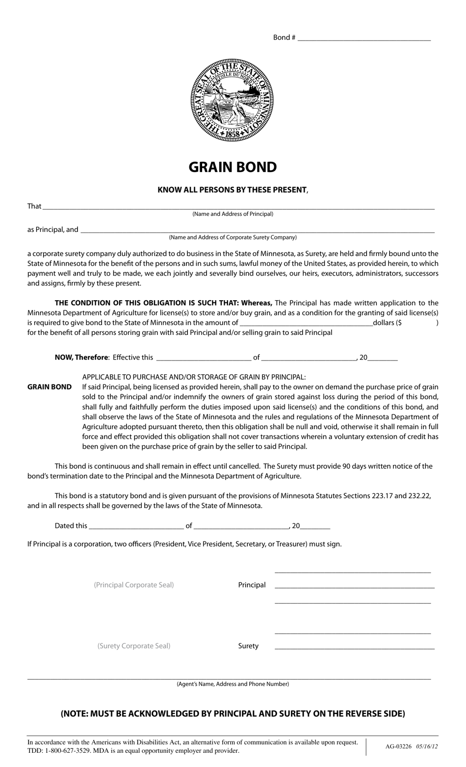 Form AG-03226 - Fill Out, Sign Online and Download Fillable PDF ...