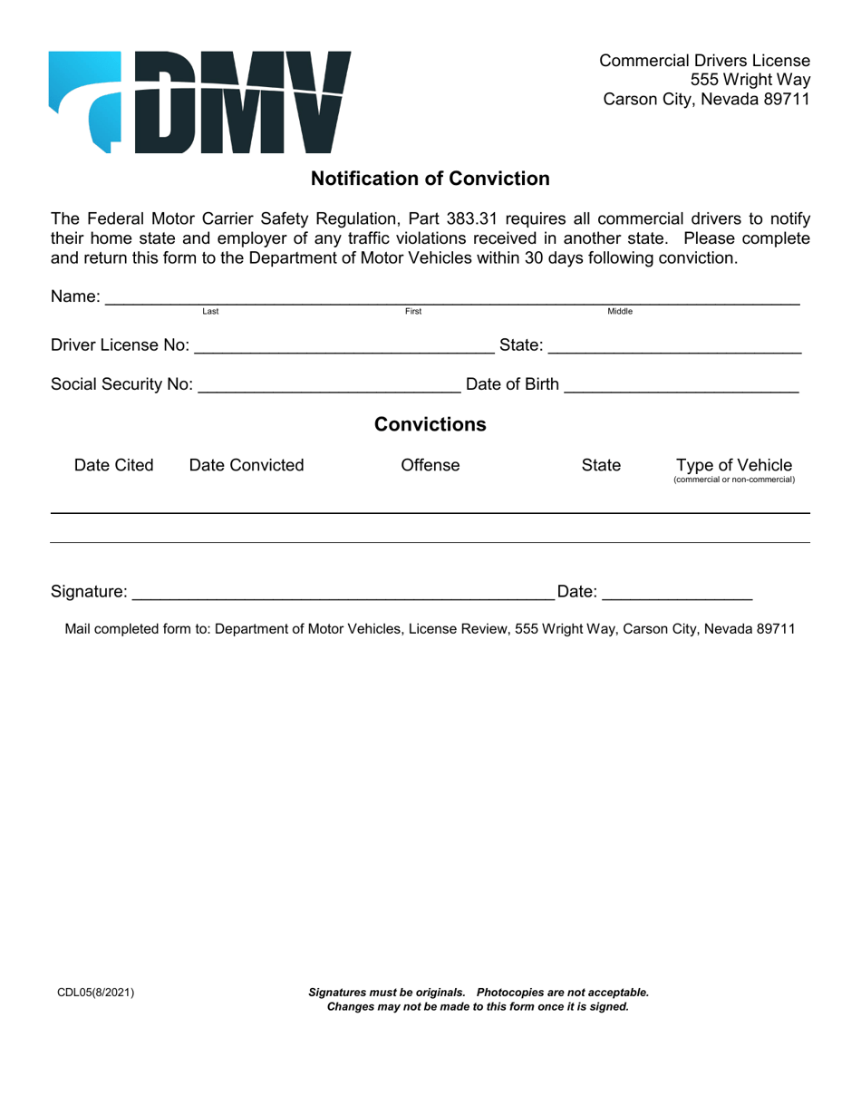 Form CDL05 Download Fillable PDF or Fill Online Notification of ...