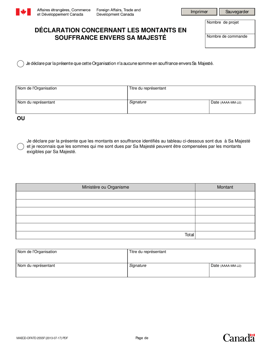 Forme MAECD-DFATD2555F - Fill Out, Sign Online and Download Fillable PDF, Canada (French ...