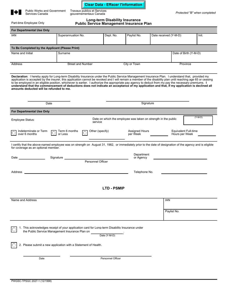 Form PWGSC-TPSGC2027-1 - Fill Out, Sign Online and Download Fillable ...