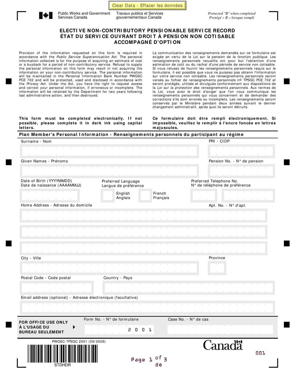 Form PWGSC-TPSGC2001 - Fill Out, Sign Online and Download Fillable PDF ...