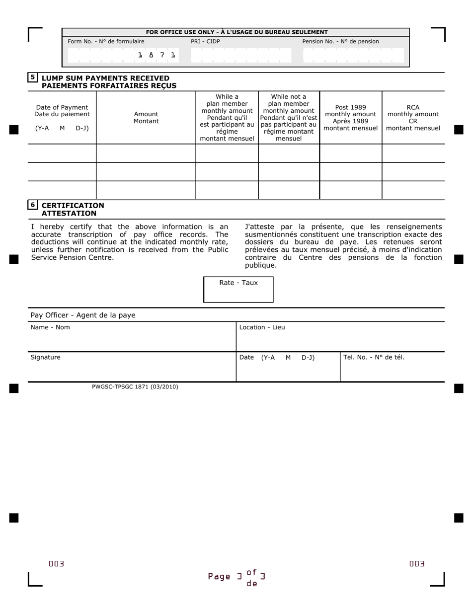 Form PWGSC-TPSGC1871 - Fill Out, Sign Online and Download Fillable PDF, Canada (English/French ...