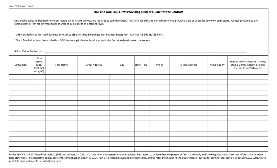 Form CR-261 - Fill Out, Sign Online and Download Fillable PDF, New ...