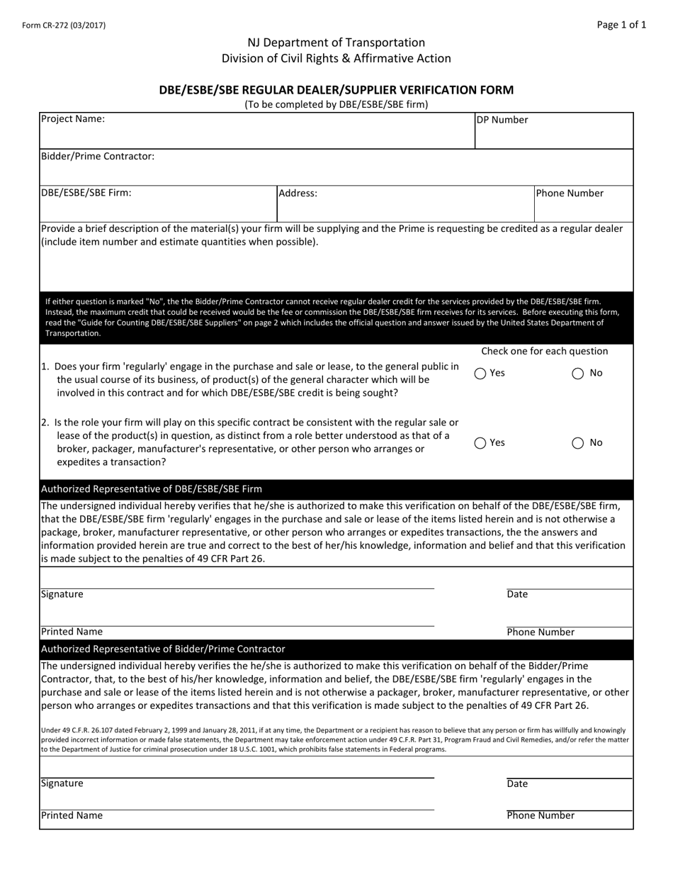 Form CR-272 - Fill Out, Sign Online and Download Fillable PDF, New ...
