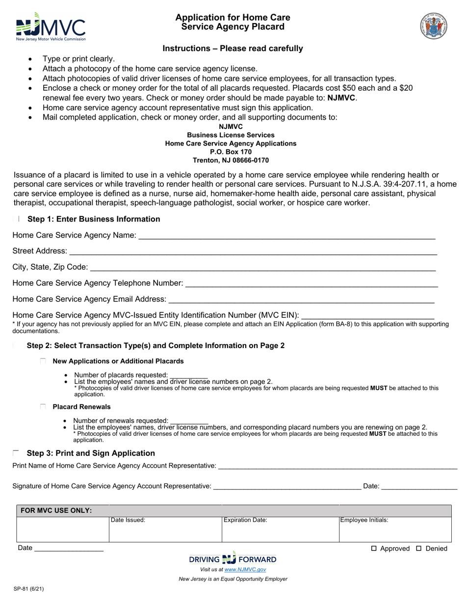 Form SP-81 - Fill Out, Sign Online and Download Fillable PDF, New ...