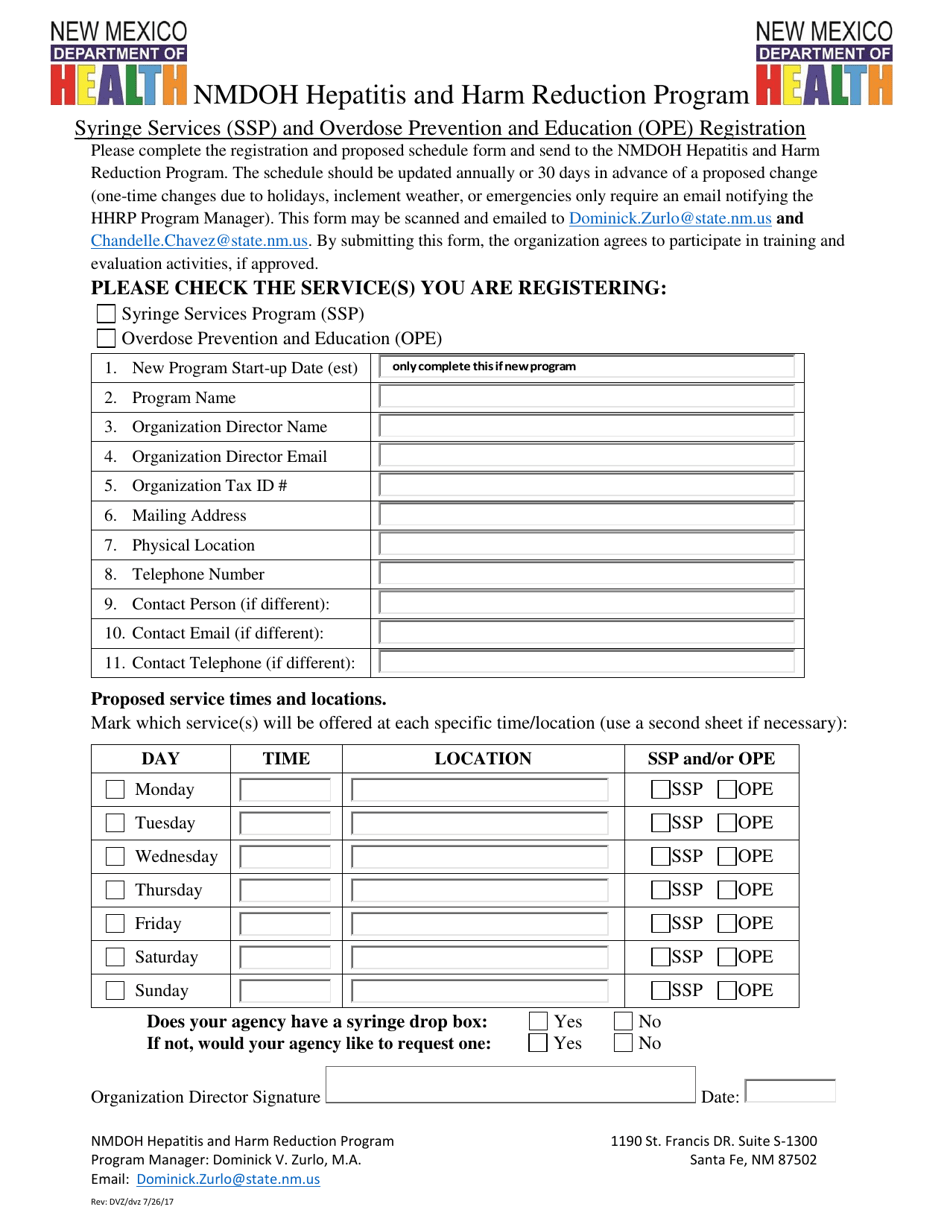 New Mexico Syringe Services (SSP) and Overdose Prevention and Education ...